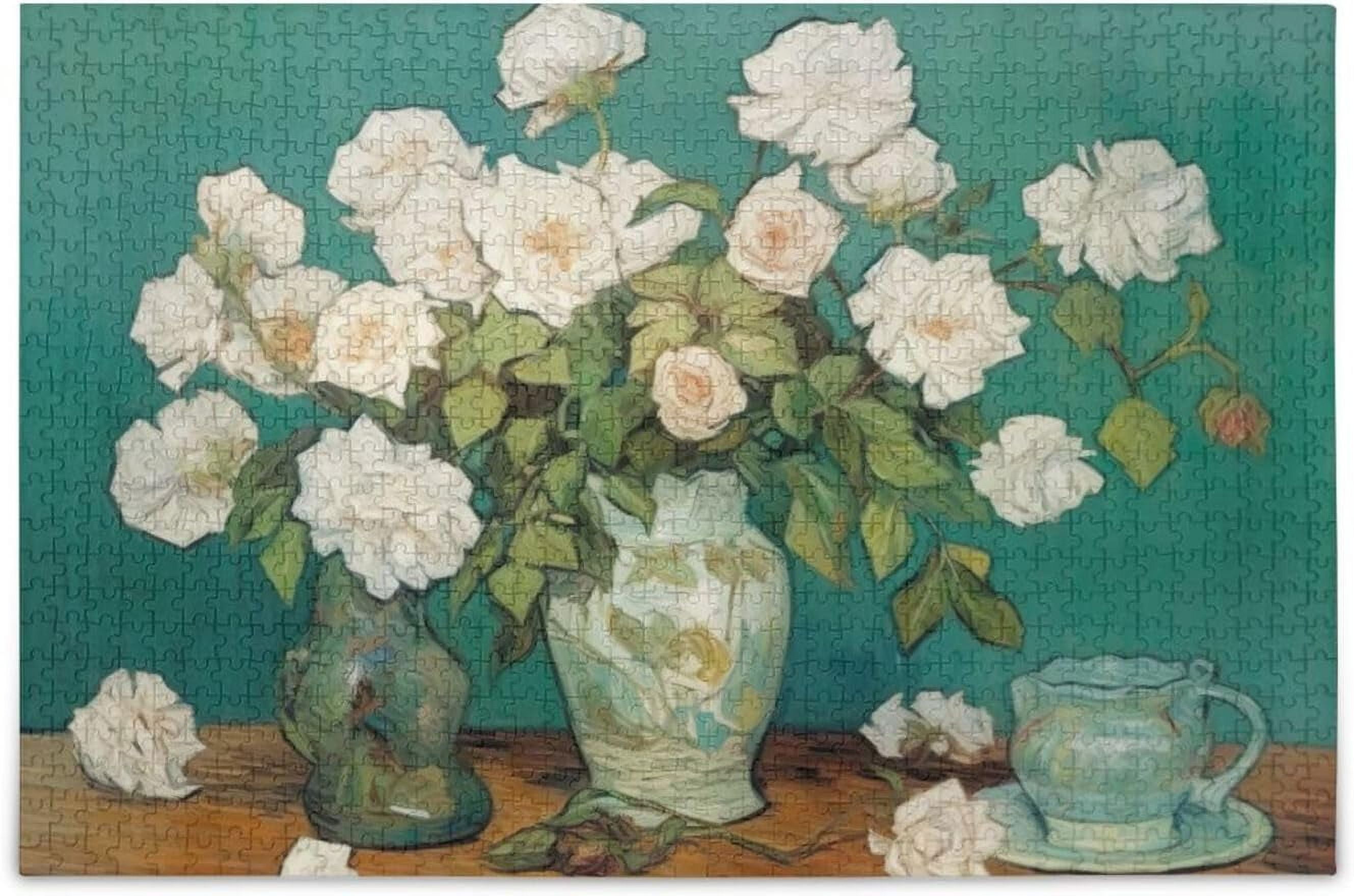 White Rose Painting Jigsaw Puzzles for Adults 1000 Pieces, Die-Cut ...