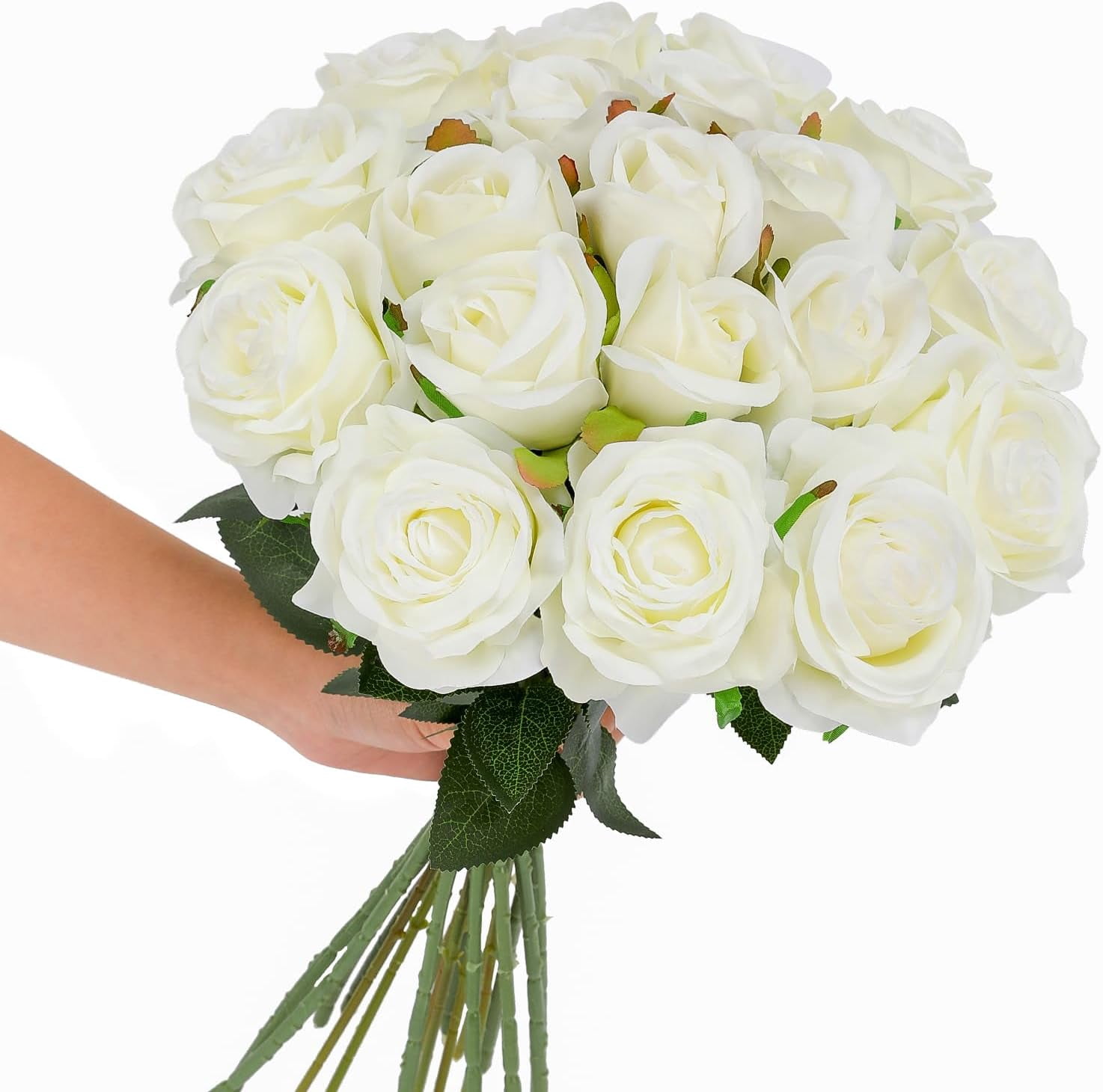 White Roses Artificial - 12 count Long Roses Mashup Style Silk Roses ...