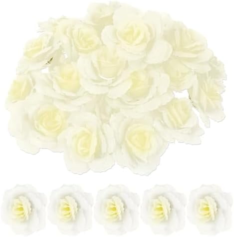 White Roses Artificial Flowers, 30 Pcs Fake White Roses Flower Heads ...