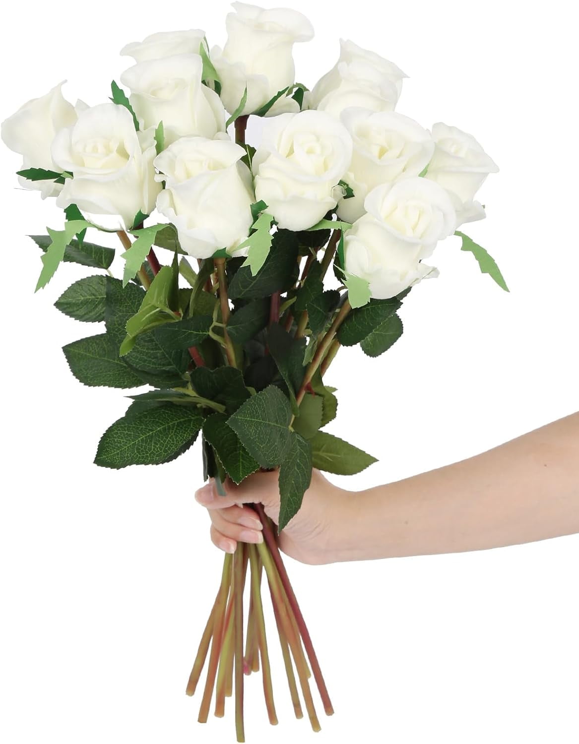 White Roses Artificial Flowers Fake White Roses Real Touch White ...