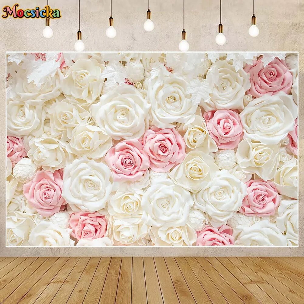 White Rose Flower Wall Backdrop at Katie Palmos blog