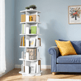 White Rotating Bookshelf, 360 Display 5 Tier Rotating Bookshelf Tower ...