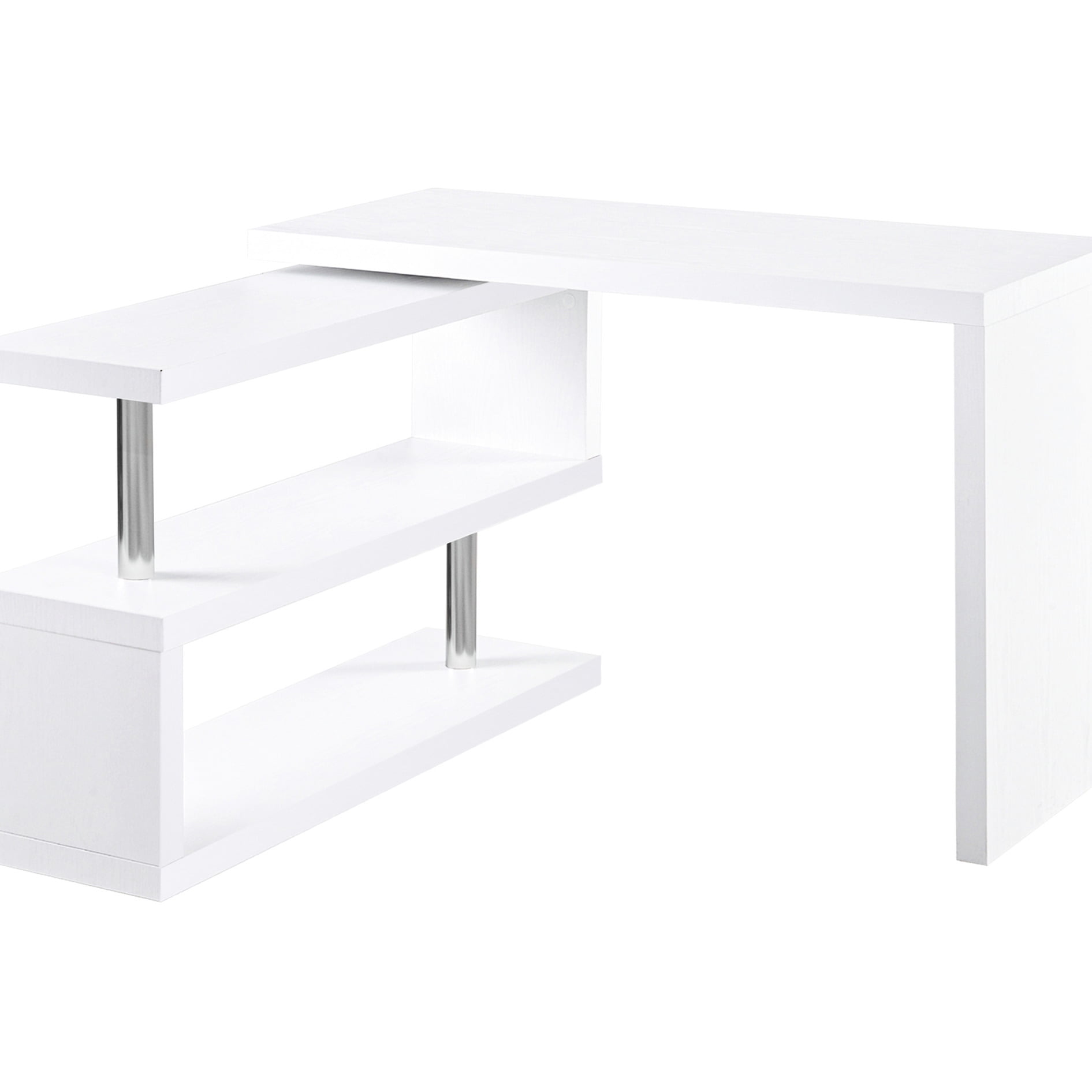 White Rotating Corner Desk + 3 - Tier Storage System”-“Home Office ...