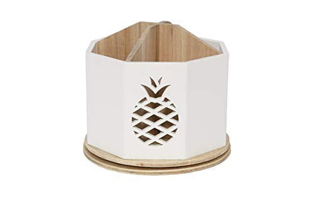 White Rotating Desktop Organizer with Pineapple Cutouts - Walmart.com