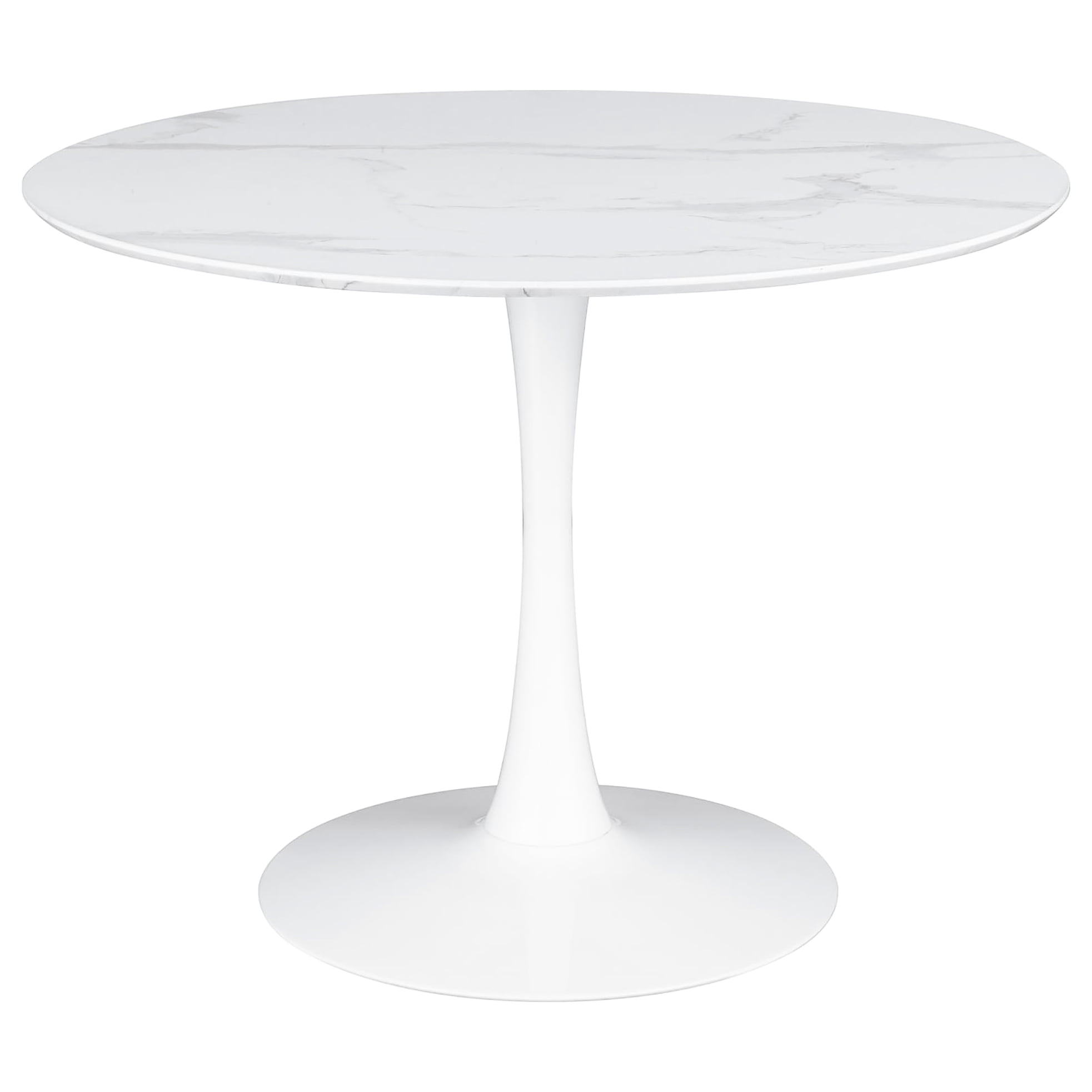 White Round 40-inch Dining Table - Elegant Appearance With Faux Marble ...