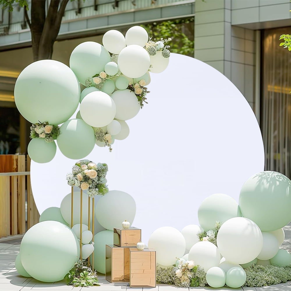 White Round Backdrop Cover 7.2x7.2ft White Arch Backdrop Cover Circle ...