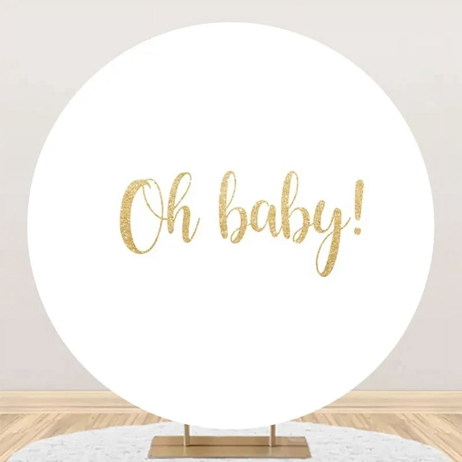 White Round Backdrop for Birthday Party Black Solid Color Baby Shower ...