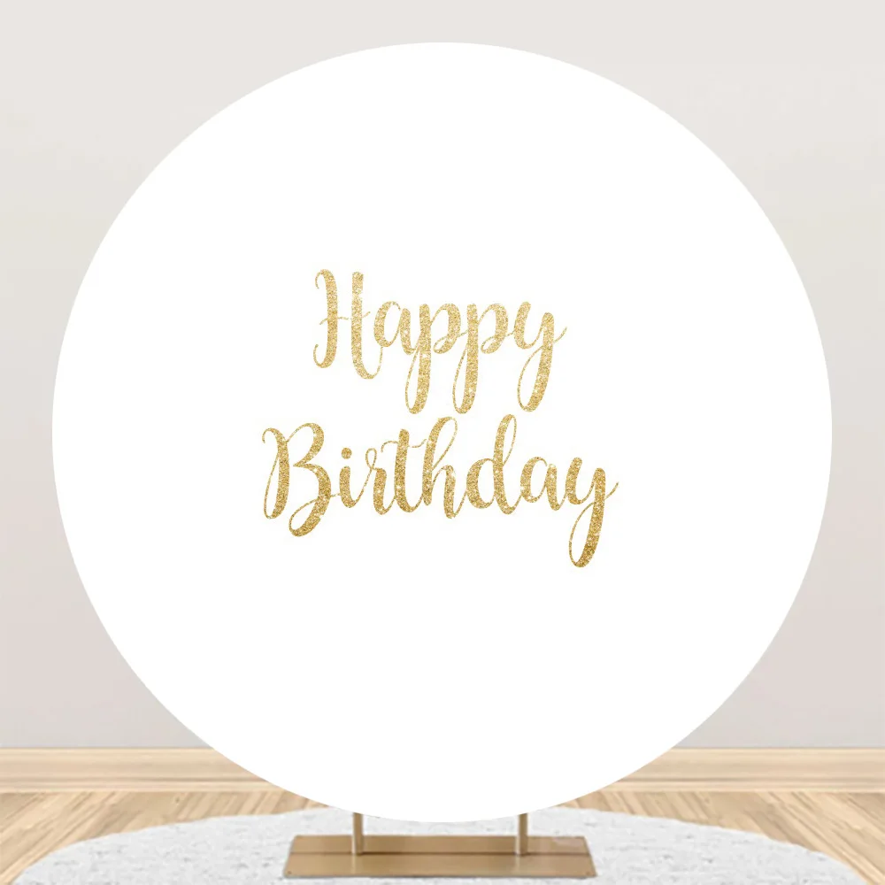 White Round Backdrop for Birthday Party Black Solid Color Baby Shower ...