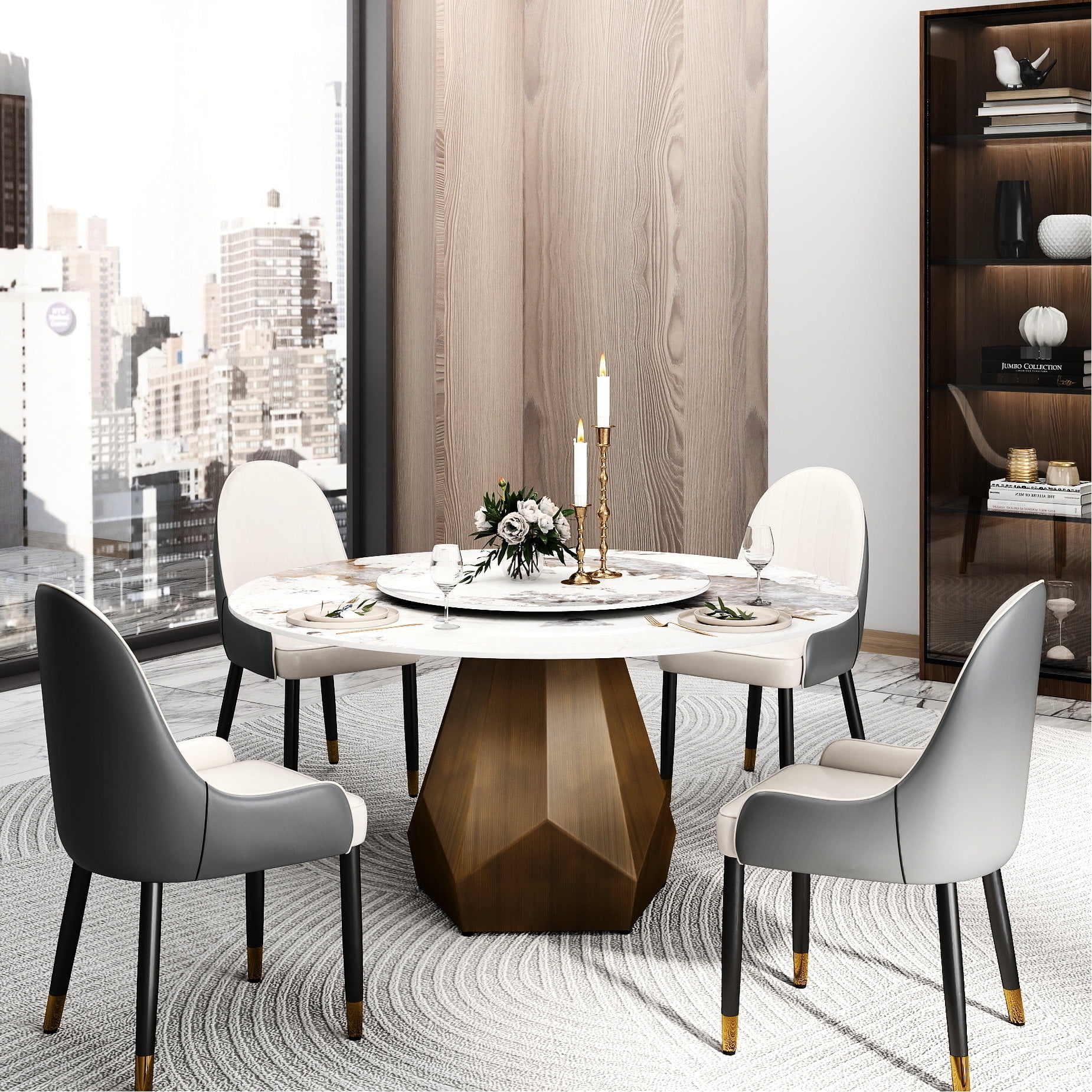 White Round Dining Apparatus | For 8, Rotating Function for Shared Food ...