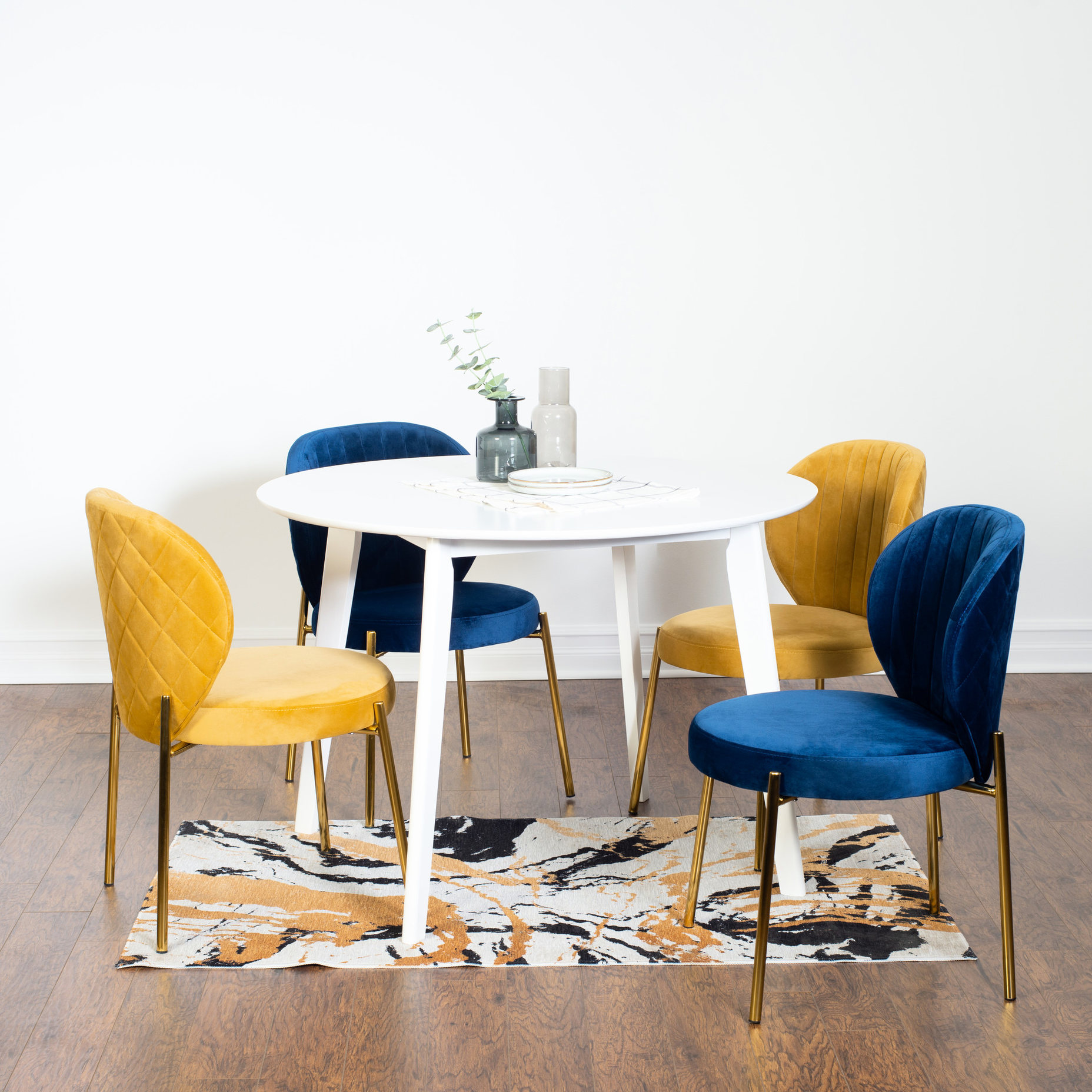 White Round Dining Set | Facilitates Movement in Small Areas | MDF and ...
