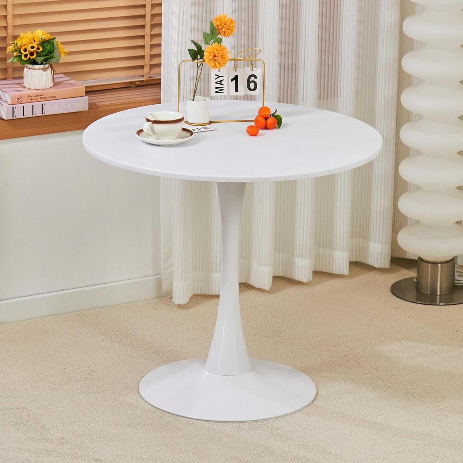 White Round Dining Table,31.5 Inches Modern Tulip Kitchen Table ...