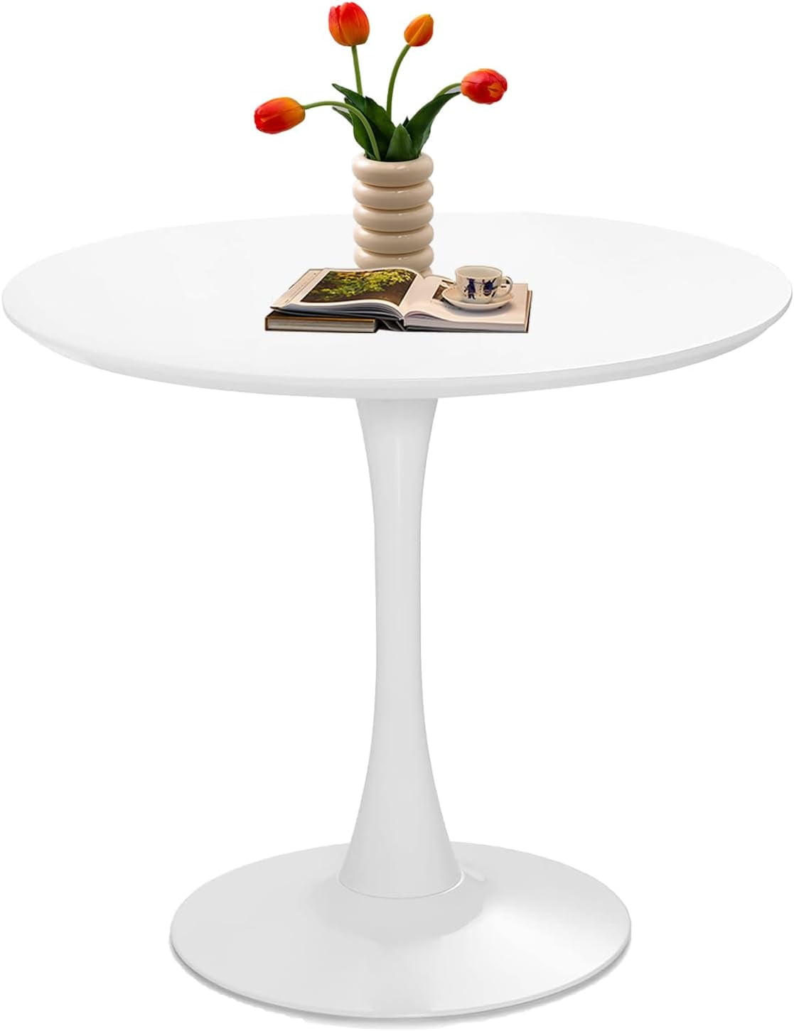White Round Dining Table 31.5" Tulip Dining Room Tables Kitchen Dinner ...