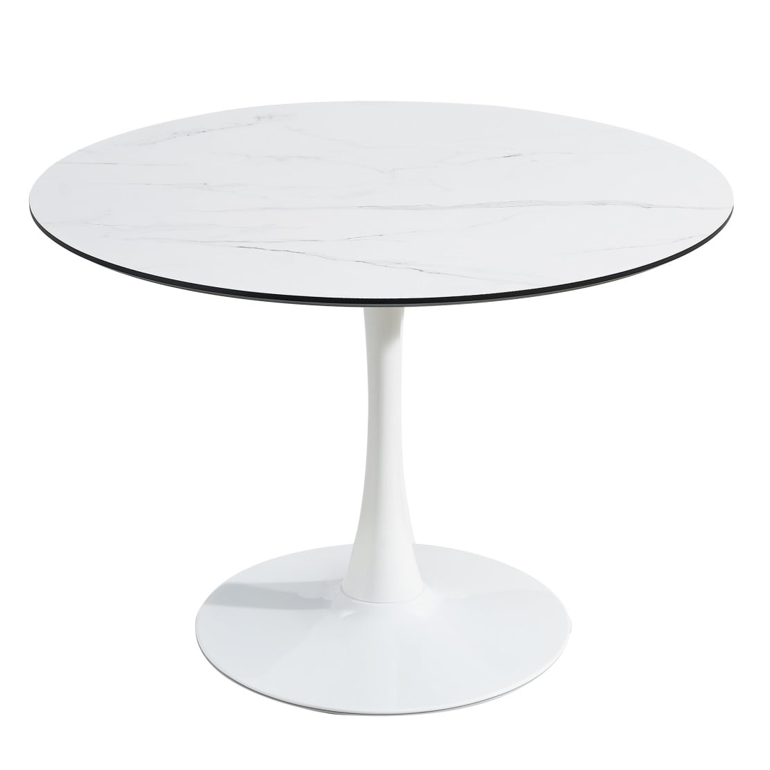 White Round Dining Table, 42-Inch Modern Tulip Design with Durable ...