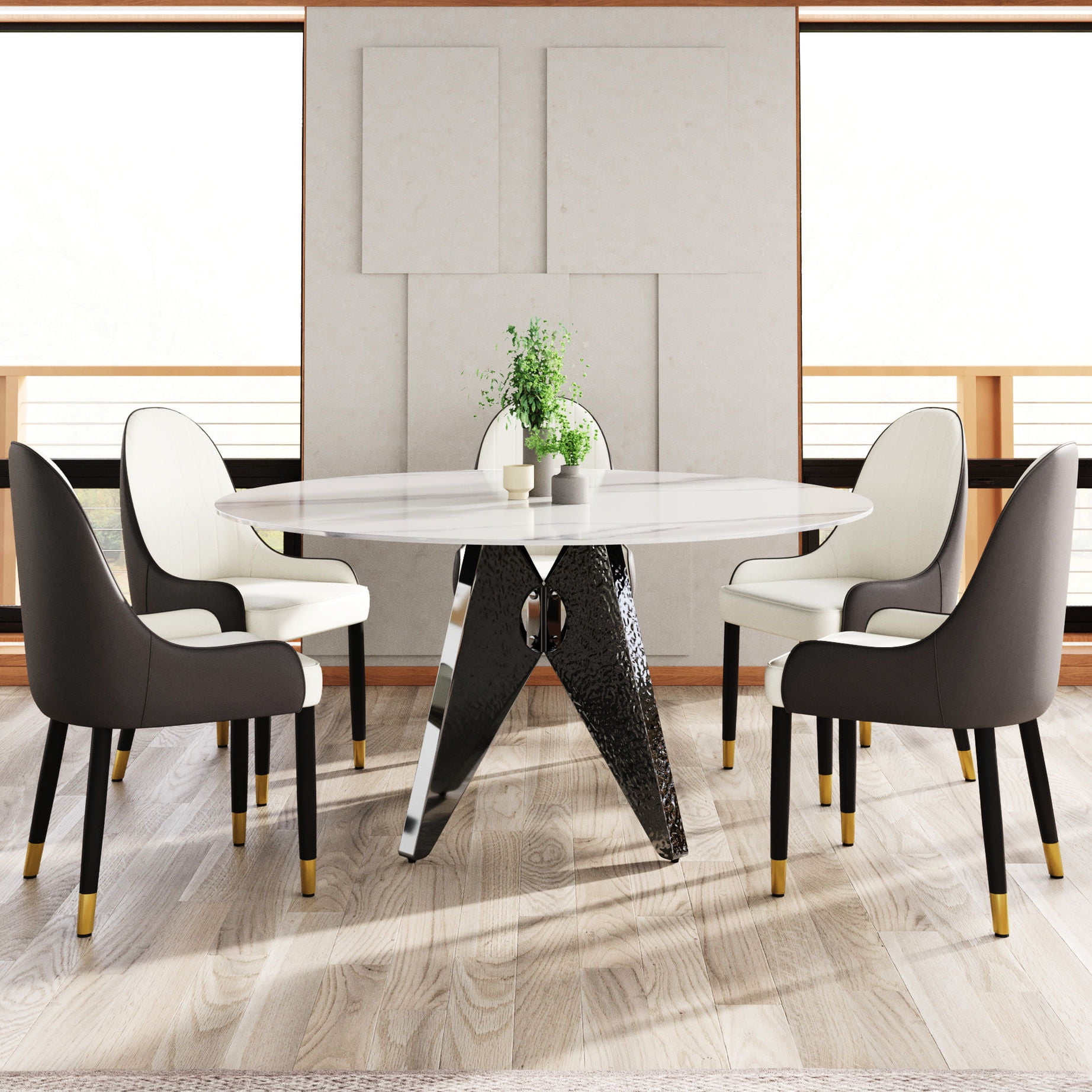 White Round Dining Table - Natural Materials, 30-Day Warranty - Walmart.com