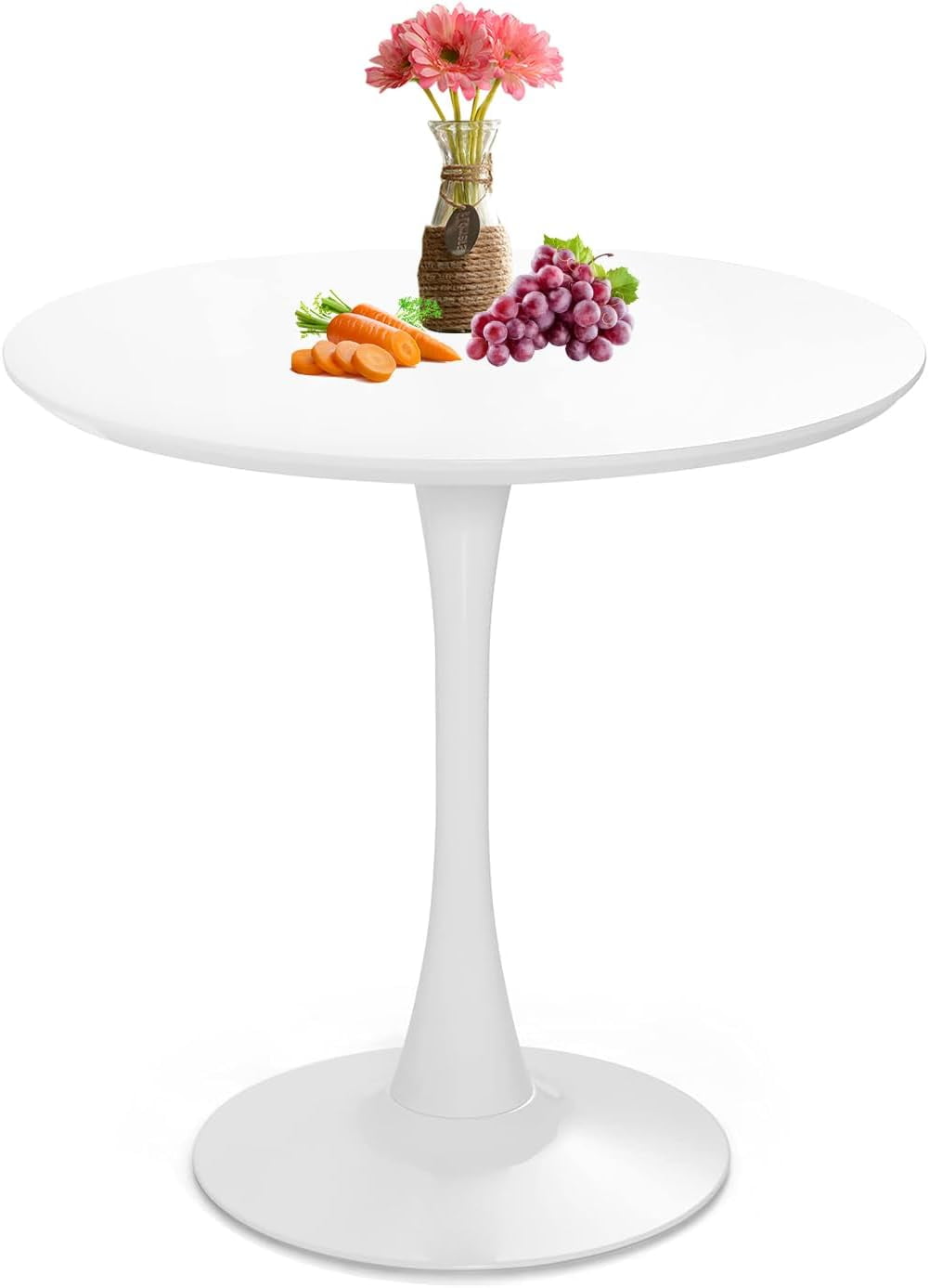 White Round Dining Table, Small Circle Dining Table for 2 Person ...