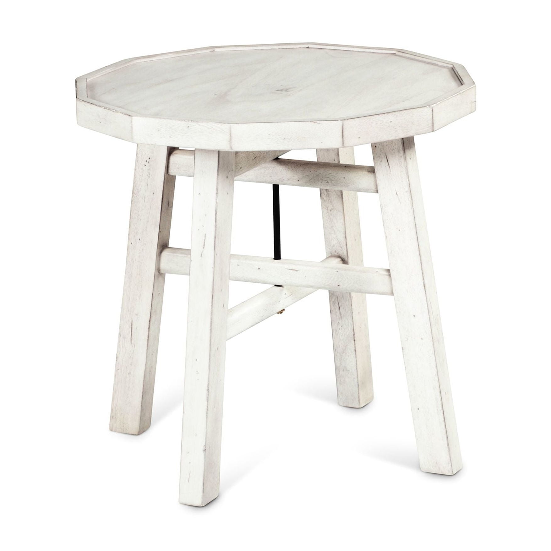 White Round End Table - Cross - Stretchers for Structure - Sofa Side ...