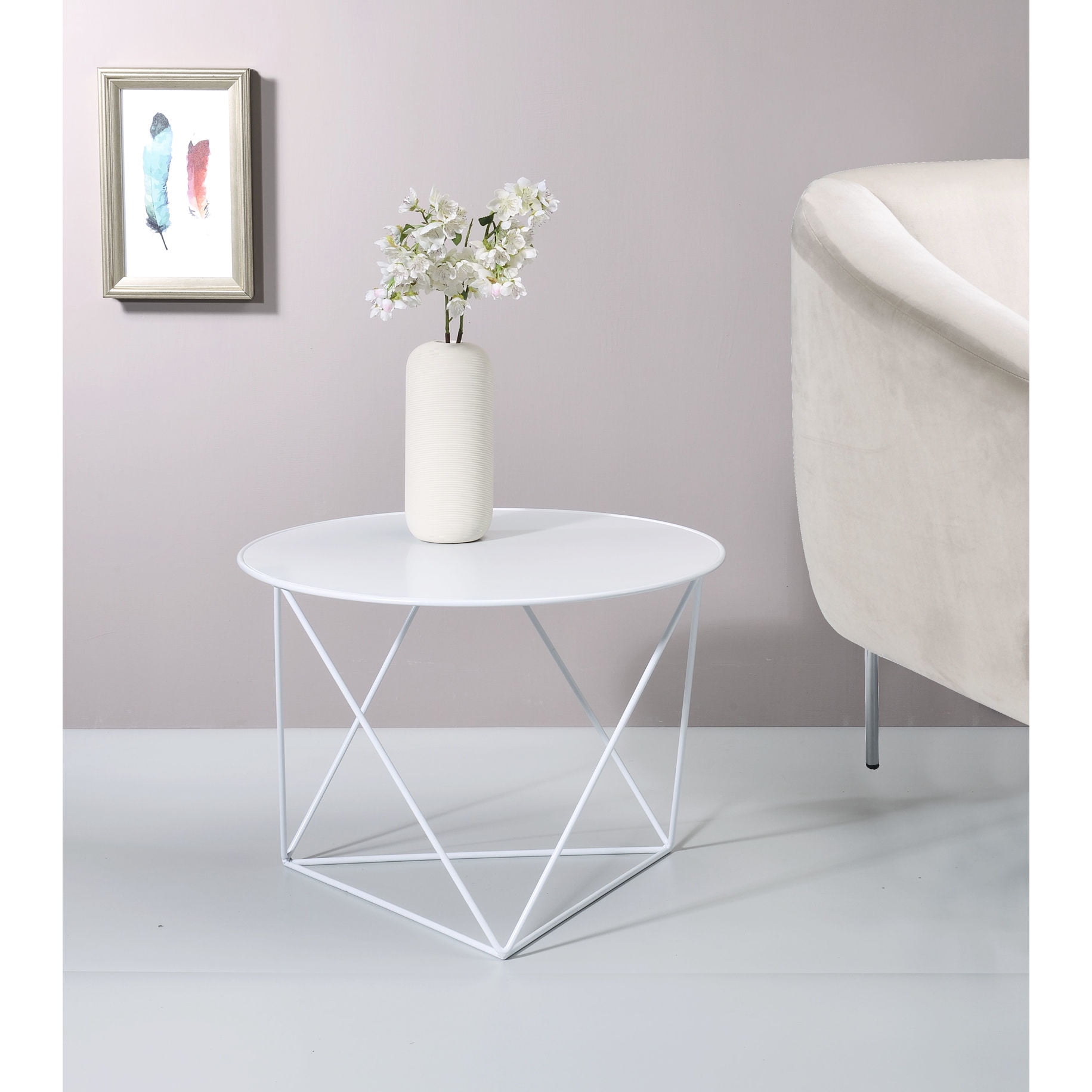 White Round Metal Table for Home Use | Great for Display and Utility ...