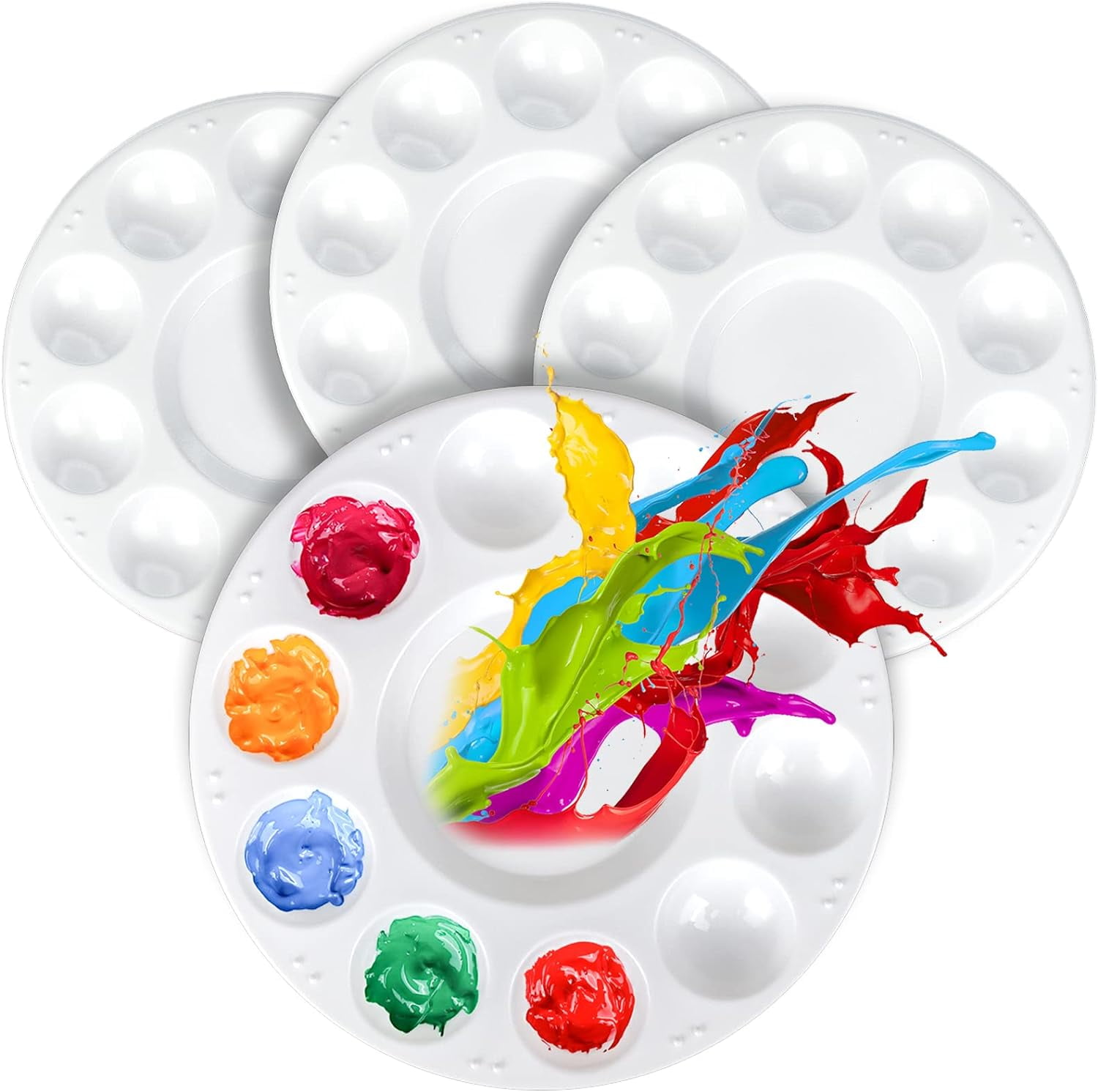 White Round Paint Tray Palettes, Paint Palette Tray, Plastic Paint Tray ...