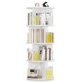 White-Round Rotating Bookshelf Tower 360° Revolving Round Bookcase ...