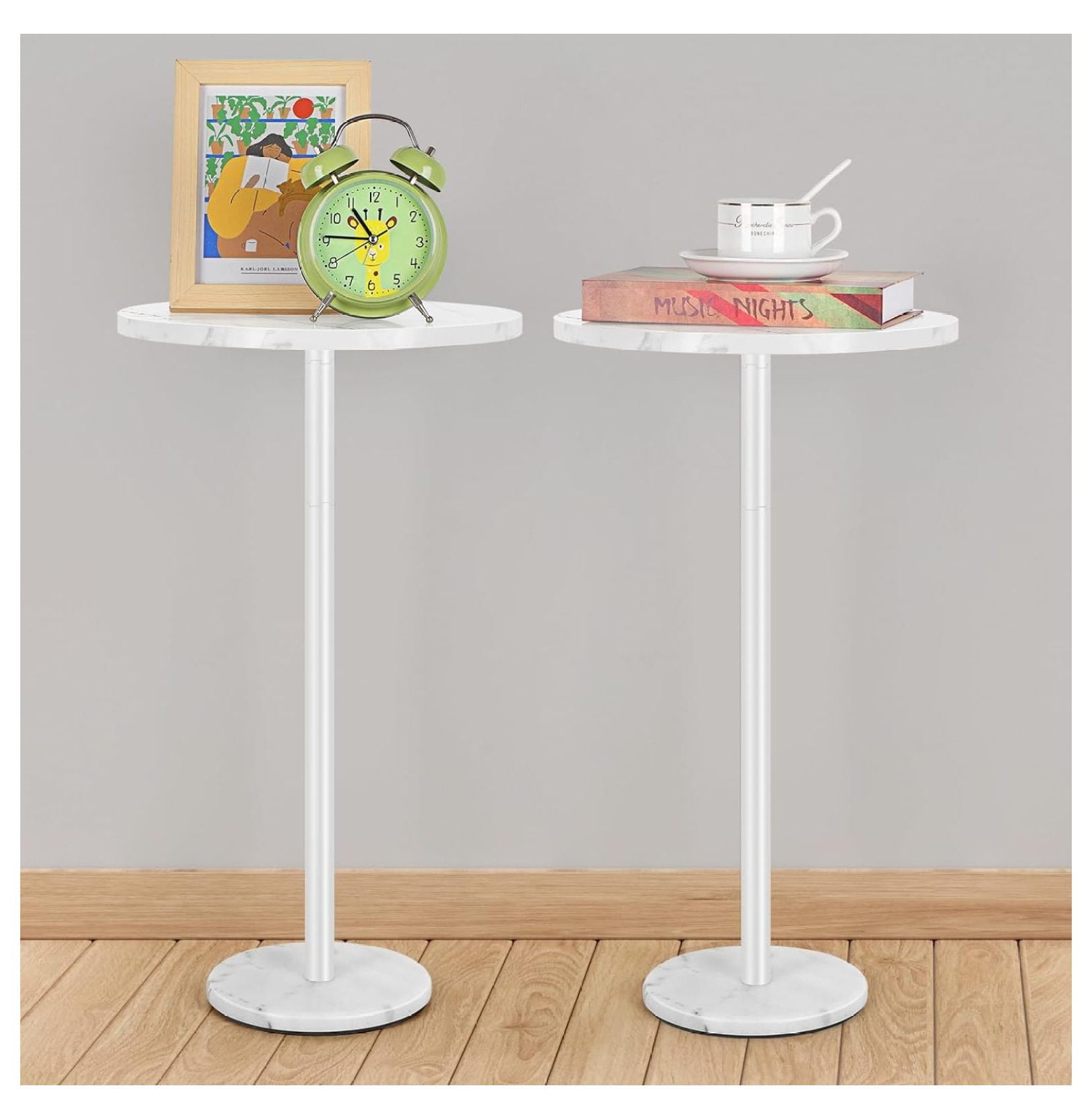 White Round Side Table Small End Table Set of 2 Modern Accent Table ...