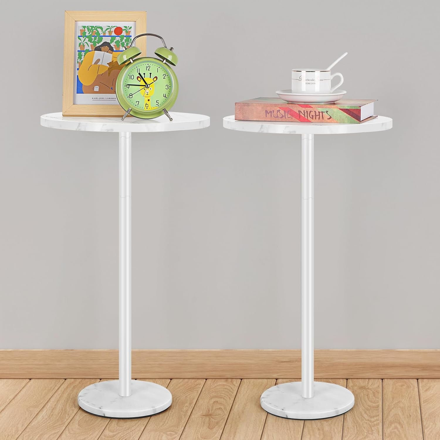 White Round Side Table Small End Table Set of 2 Modern Accent Table ...
