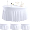 White Round Spandex Tablecloths for Table, Stretchy Wrinkle 120inch ...