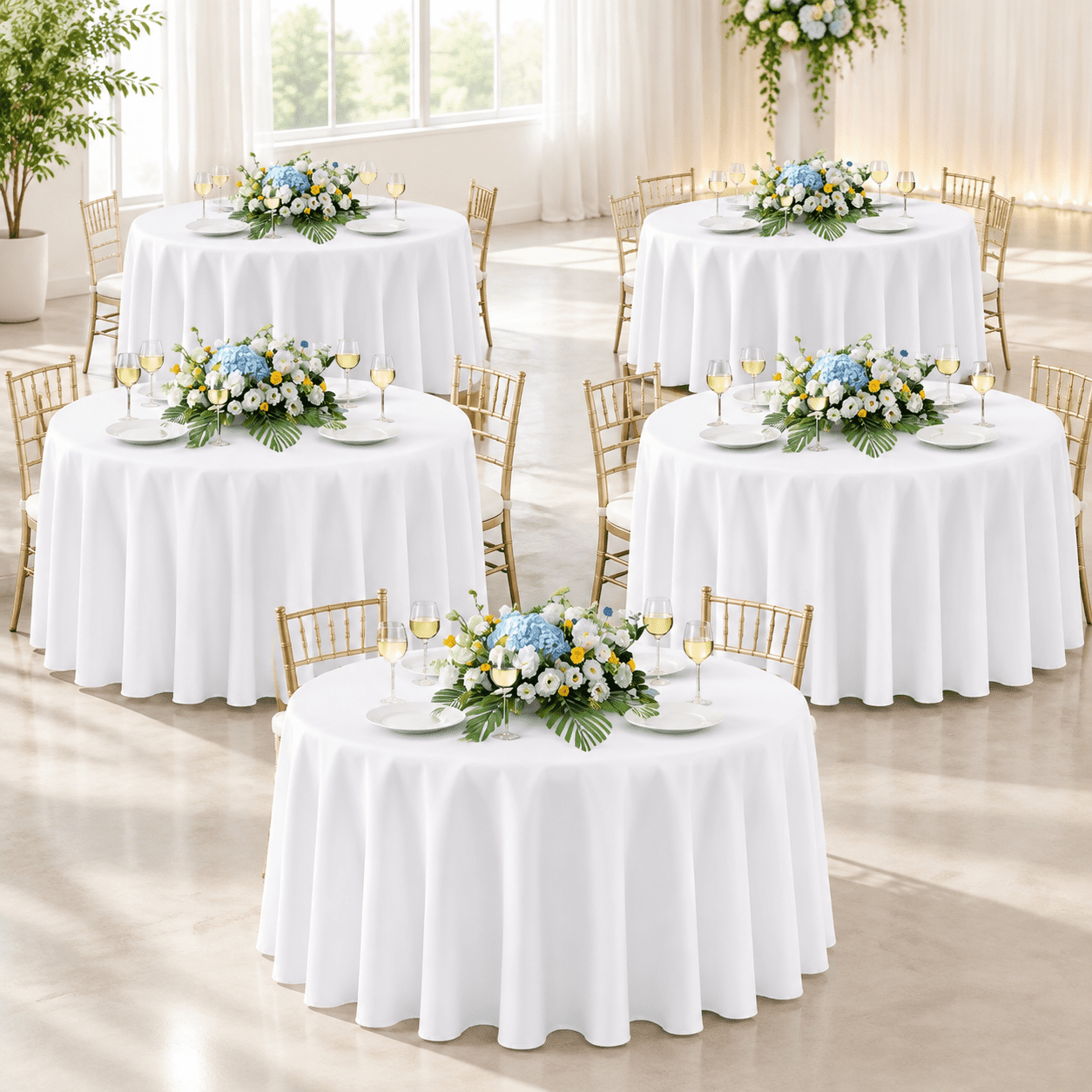 White Round Tablecloths 120 Inch (fit 48-96 Tables) 6 Pack - Walmart.com