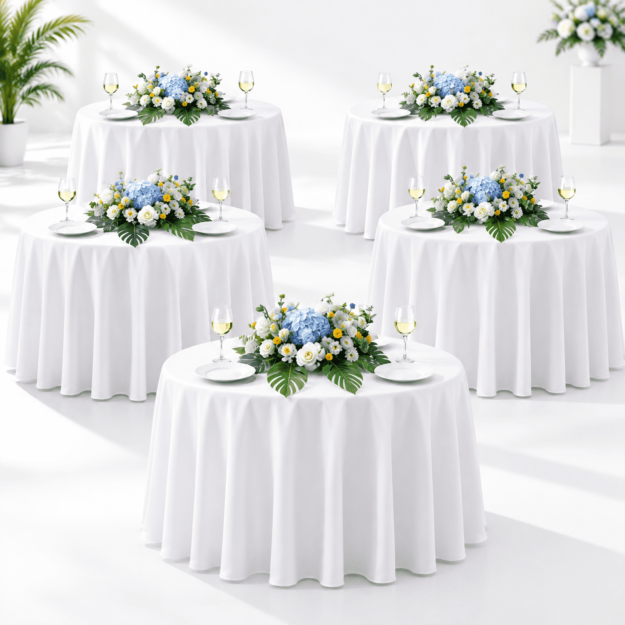 White Round Tablecloths 90 Inch (fit 30-72 Tables) 6 Pack - Walmart.com