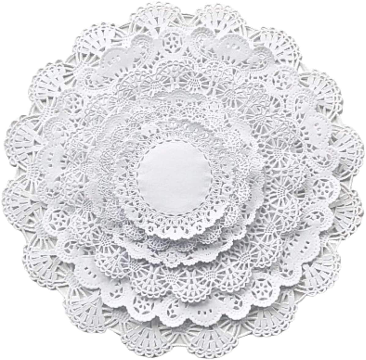 White Round paper Lace Table Doilies 4 5 6 8 10 and 12 inches Assorted ...