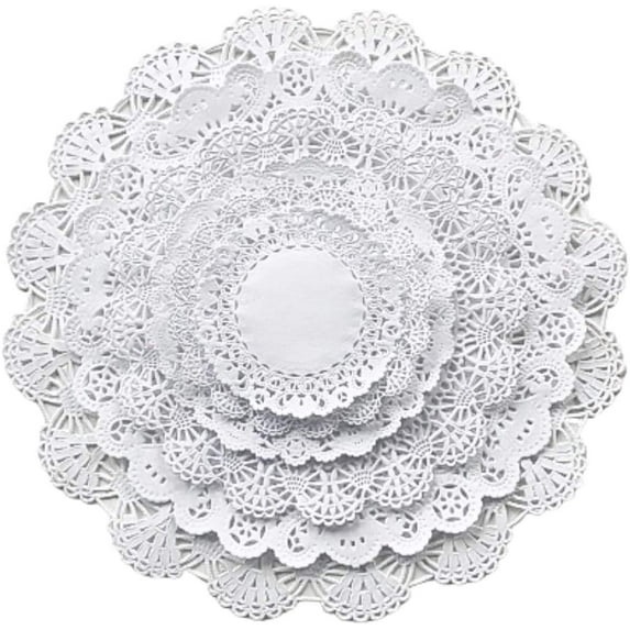 White Round paper Lace Table Doilies 4 5 6 8 10 and 12 inches Assorted ...