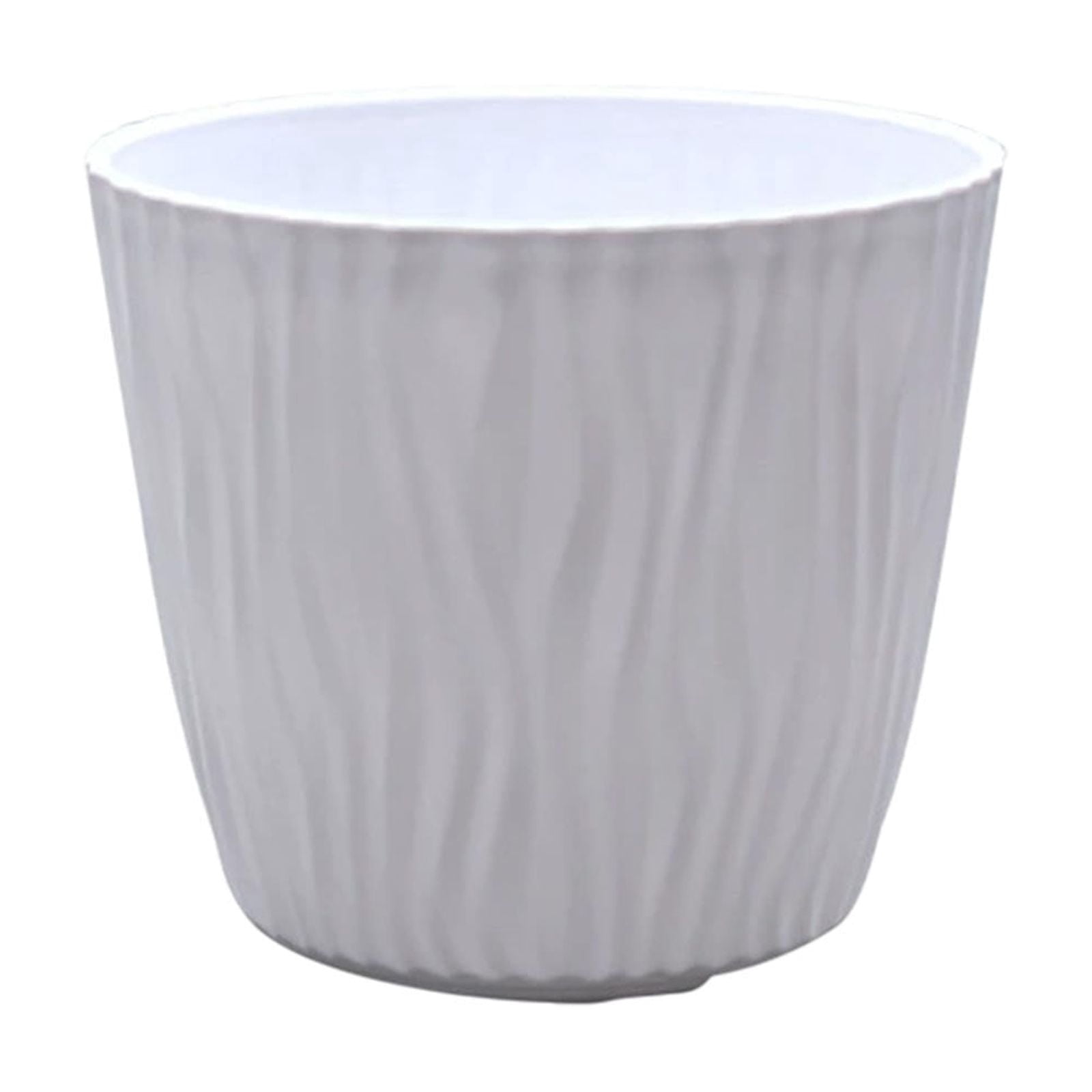 White Ruffled Plastic Flower Pot, Large Round Planter with Drainage for ...