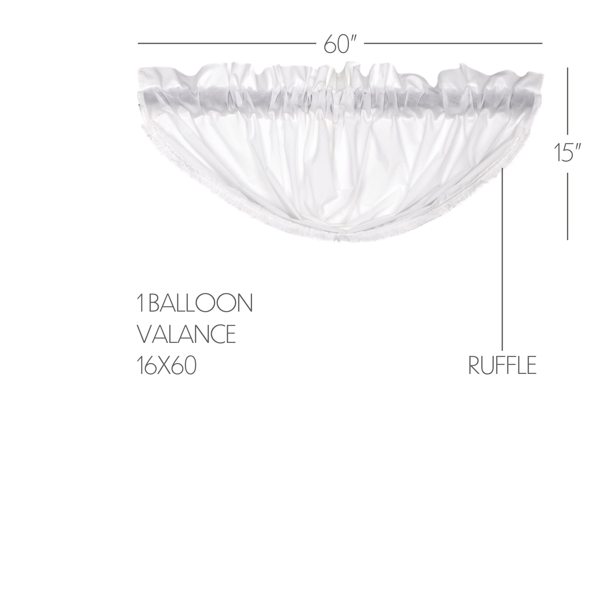 VHC Brands White Ruffled Sheer Balloon Valance 15x60 - Walmart.com