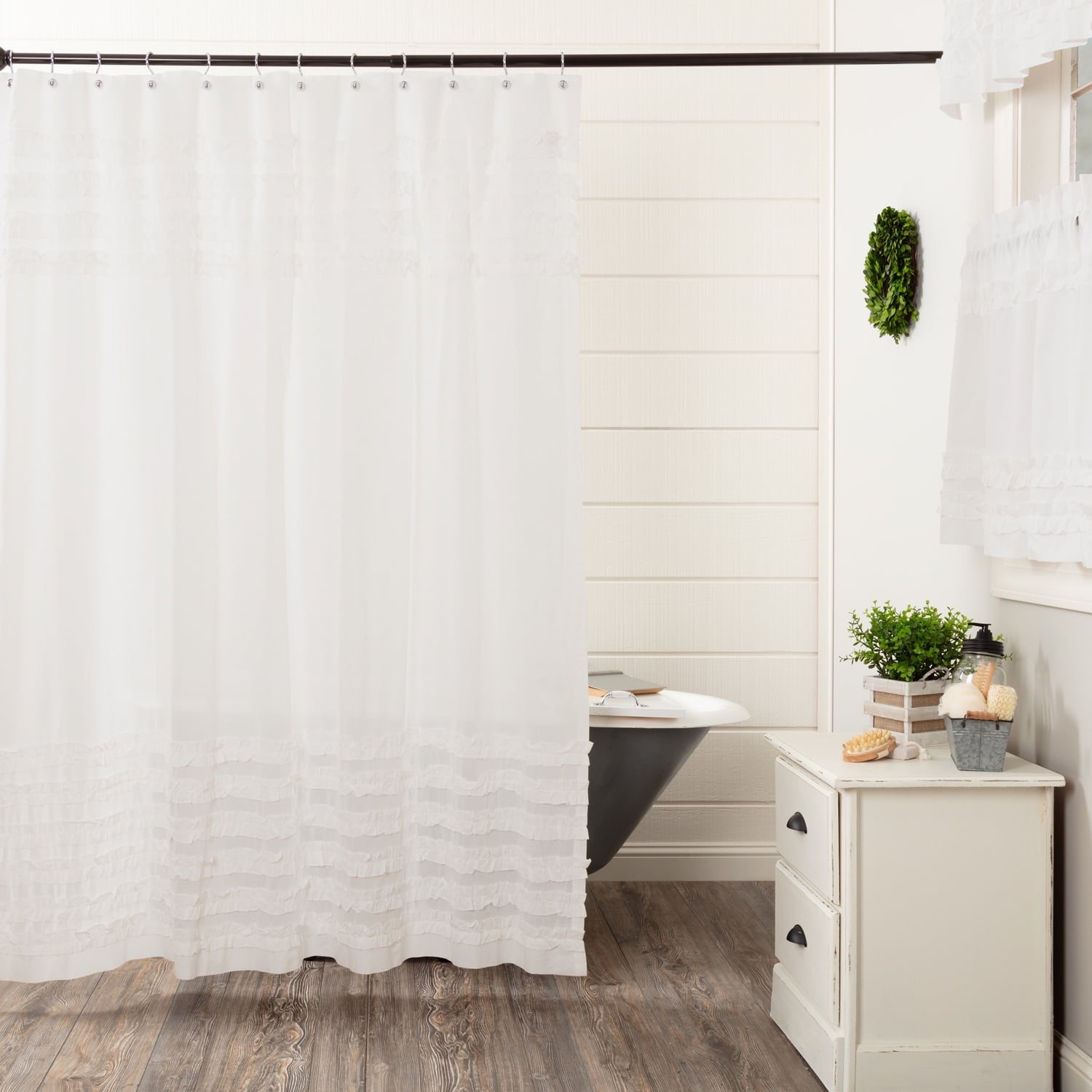 White Ruffled Sheer Petticoat Shower Curtain 72x72 - Walmart.com