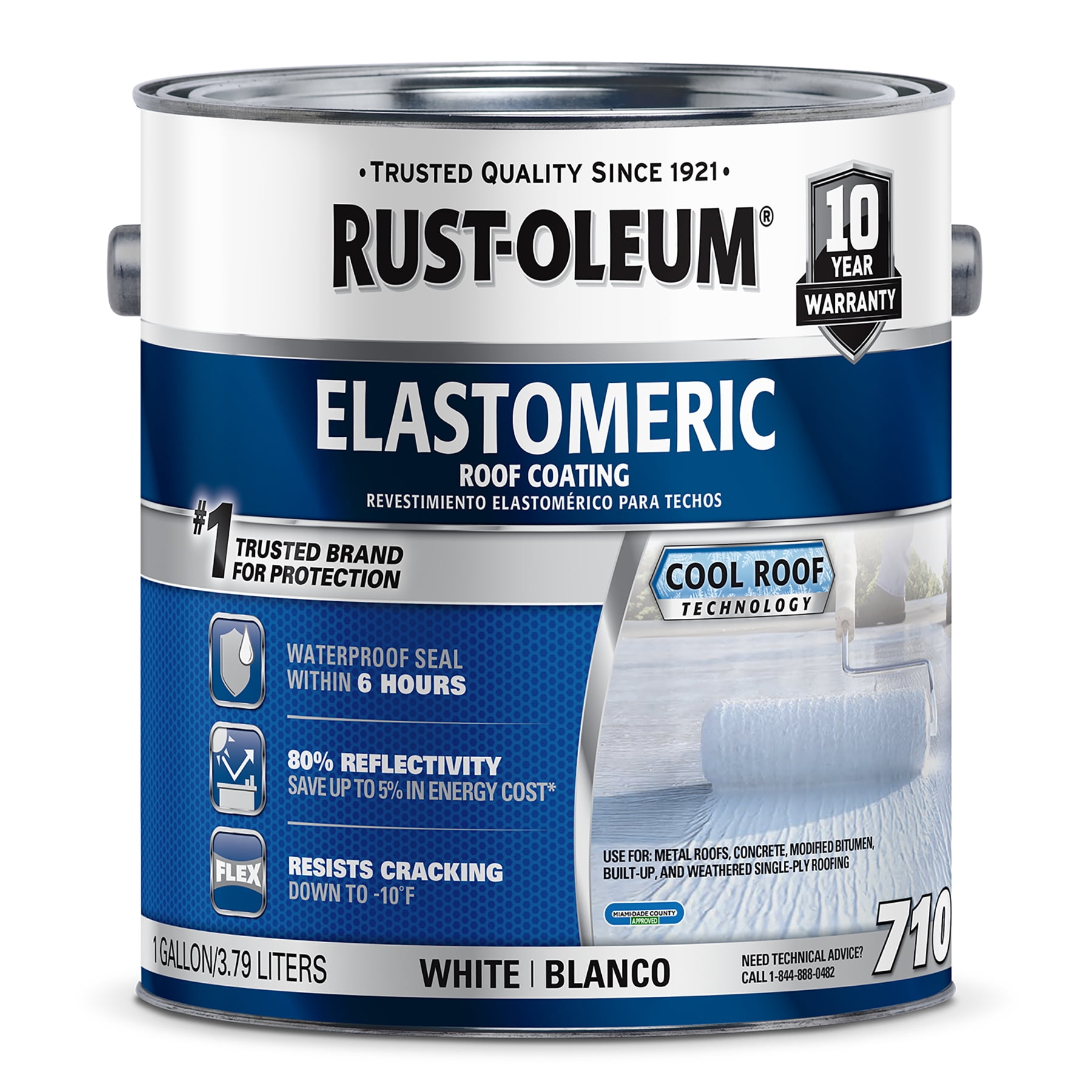 White, Rust-Oleum 710 Elastomeric Roof Coating, 1 Gal - Walmart.com