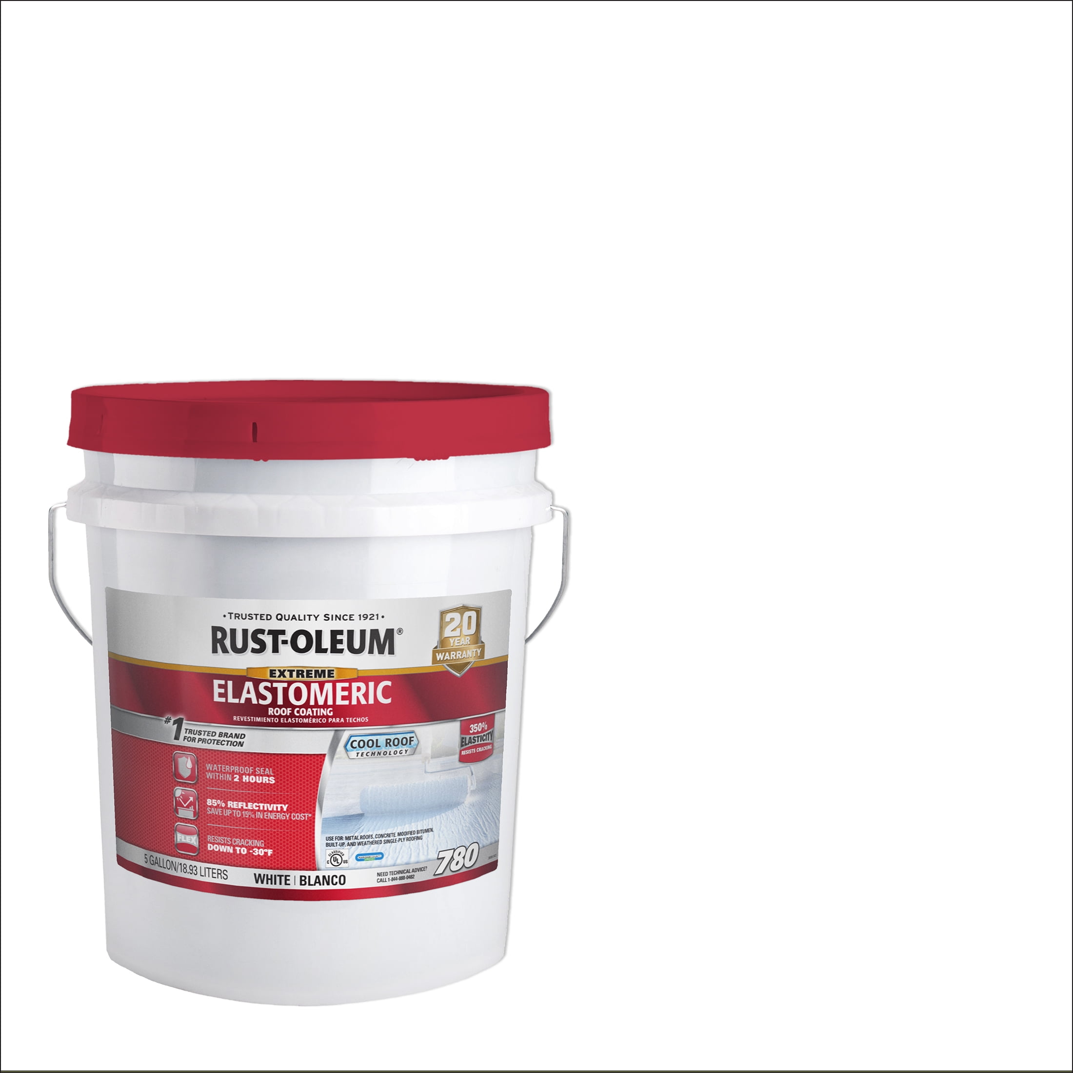 White, Rust-Oleum 780 Elastomeric Roof Coating - 301992, 5 Gallon- 1 ...