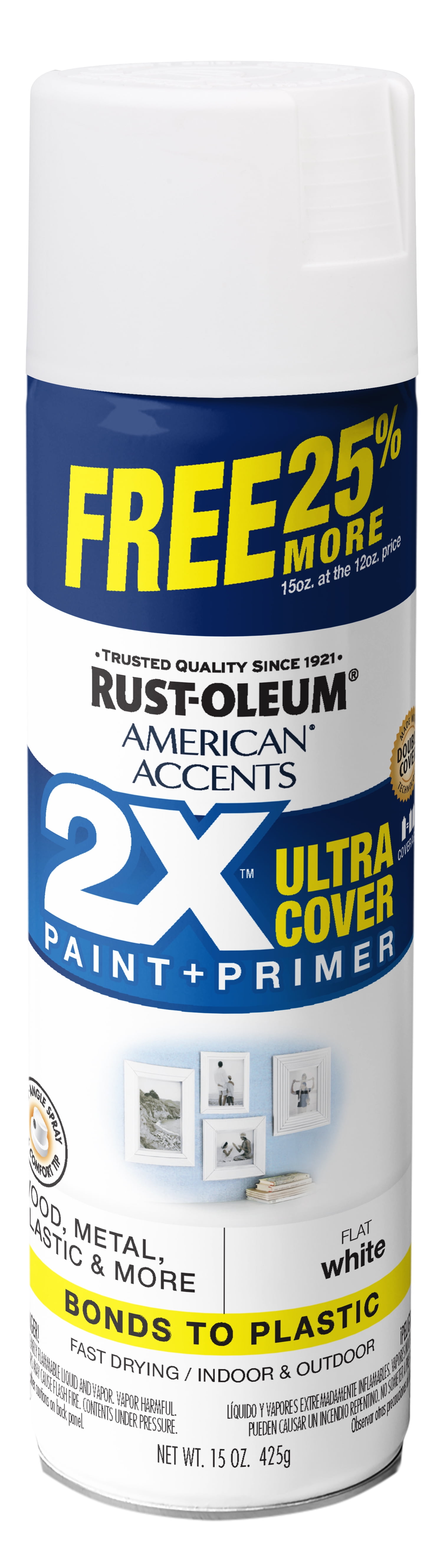 White, Rust-Oleum American Accents 2X Ultra Cover Flat Spray Paint 25% ...