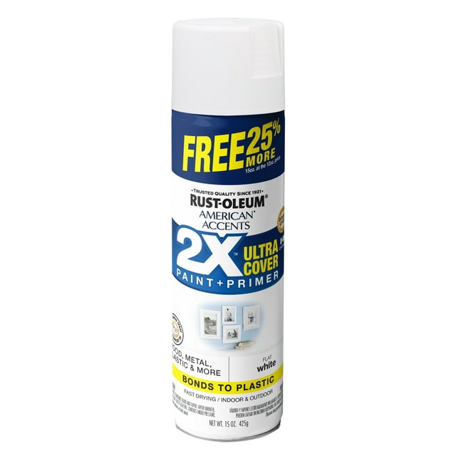 White, Rust-Oleum American Accents 2X Ultra Cover Flat Spray Paint 25% ...