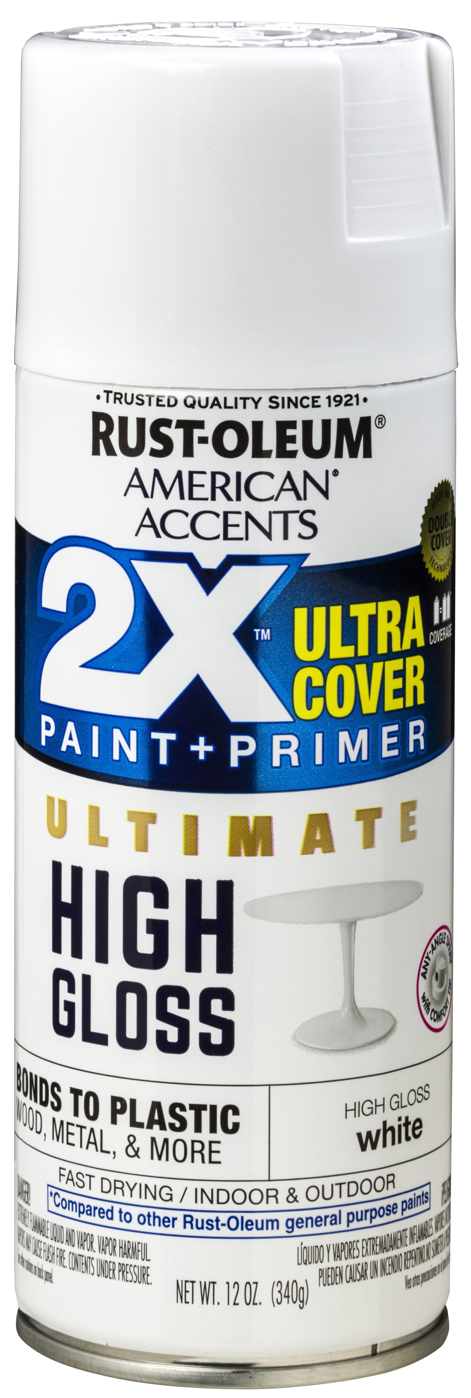 Rust-Oleum White Ultra Cover 2X High Gloss Spray Paint 12 oz, paint and ...
