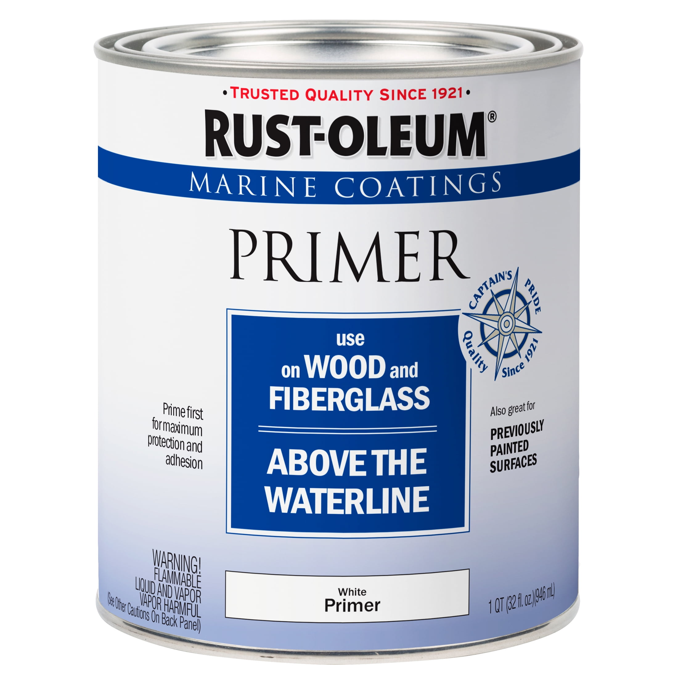 Rust-Oleum Marine Coatings Wood & Fiberglass Primer, White Quart, First ...