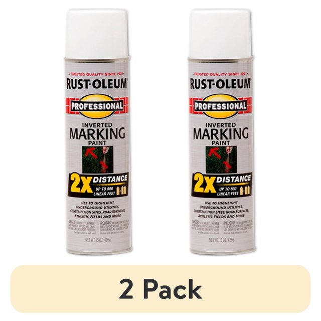 (2 pack) White, Rust-Oleum Professional 2X Inverted Marking Spray Paint ...