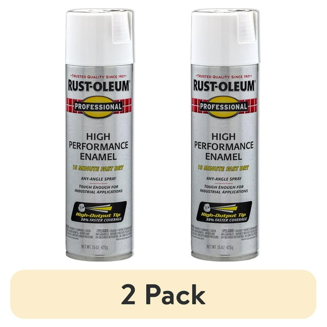 (2 pack) White, Rust-Oleum Professional High Performance Flat Enamel ...