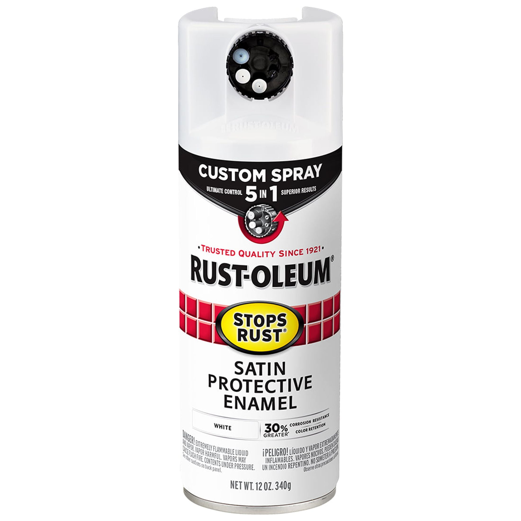 White, Rust-Oleum Stops Rust Custom Sprays 5 in 1 Satin Spray Paint- 12 ...