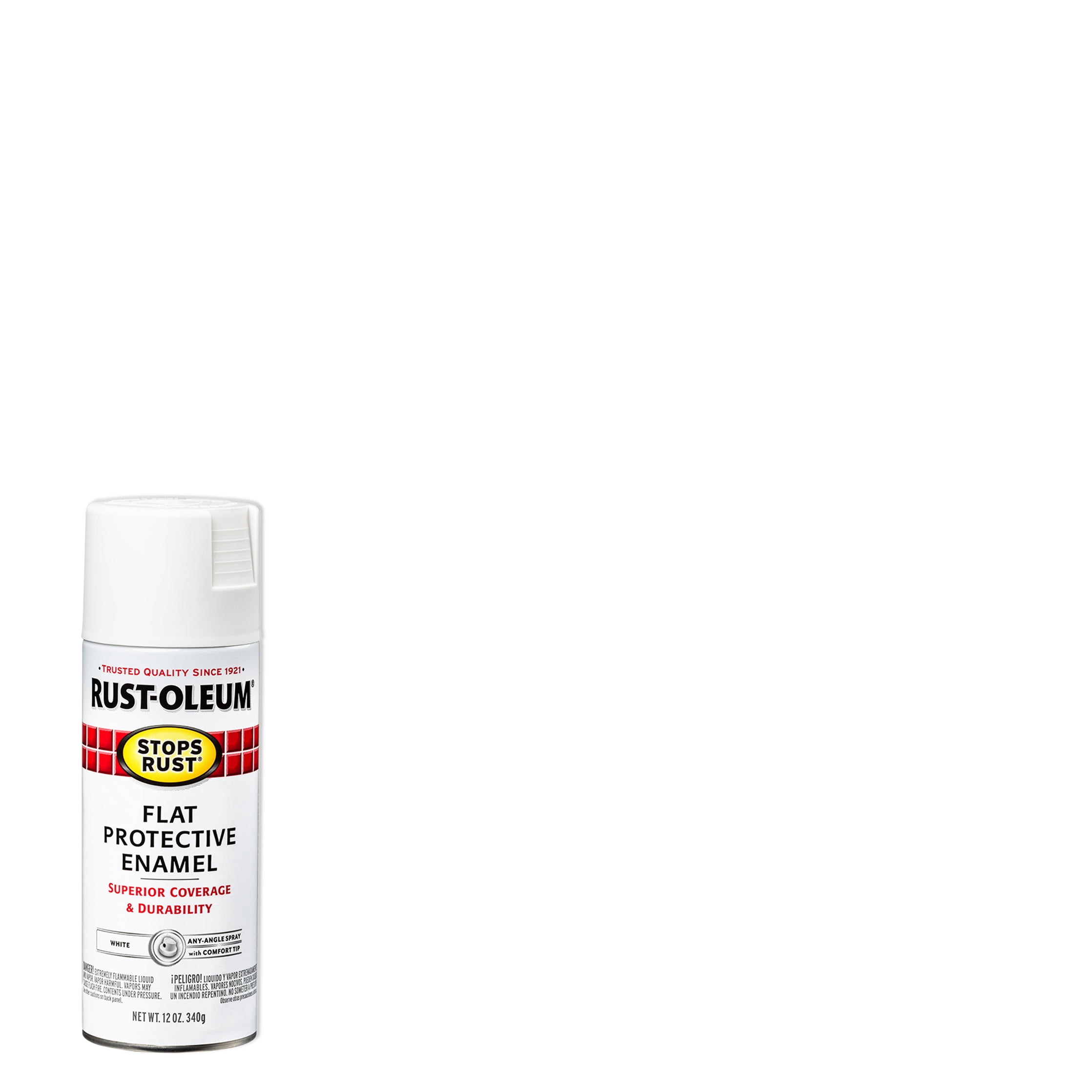 White, Rust-Oleum Stops Rust Flat Protective Enamel Spray Paint, 12 oz ...