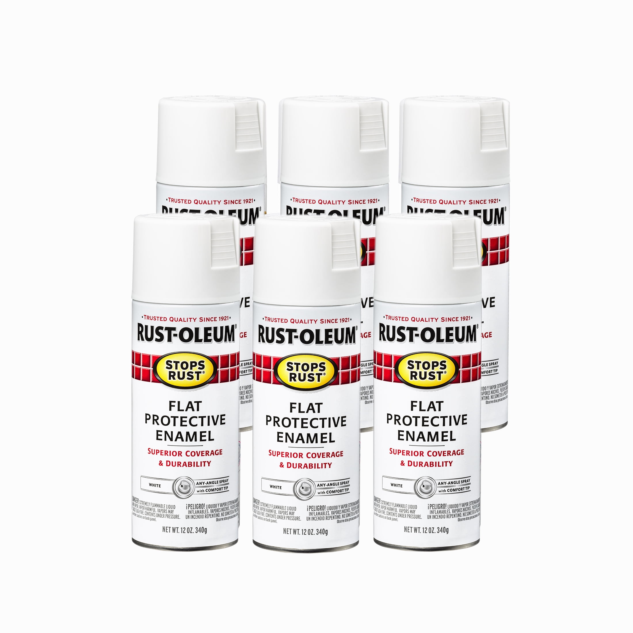 White, Rust-Oleum Stops Rust Flat Protective Enamel Spray Paint, 12 oz ...