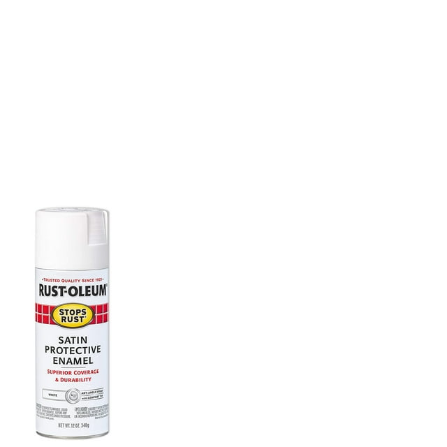 White, Rust-Oleum Stops Rust Satin Protective Enamel Spray Paint, 12 oz ...