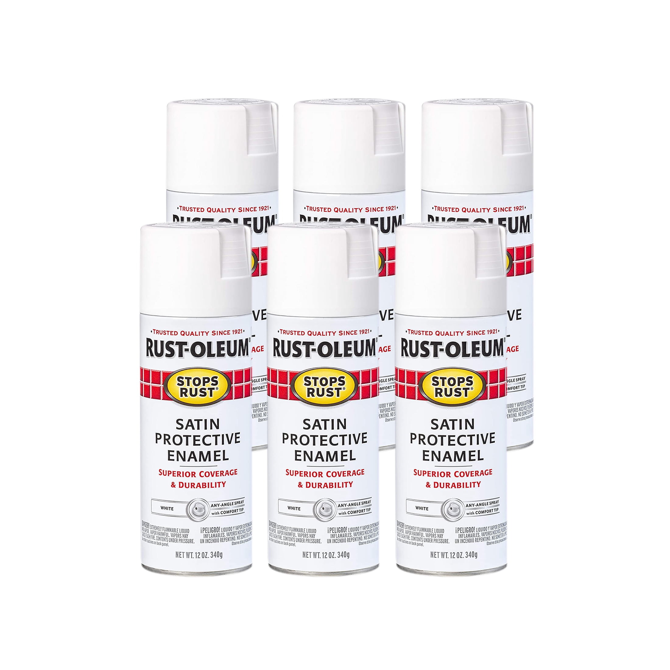 White, Rust-Oleum Stops Rust Satin Protective Enamel Spray Paint, 12 oz ...