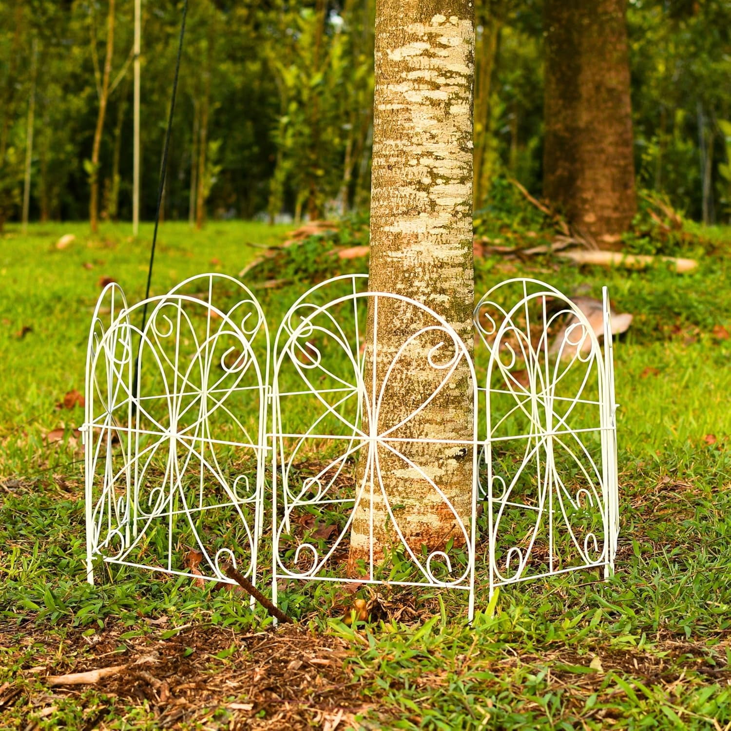 White Rustproof Metal Wire Garden Fence 10 Panels 12in x 24in ...