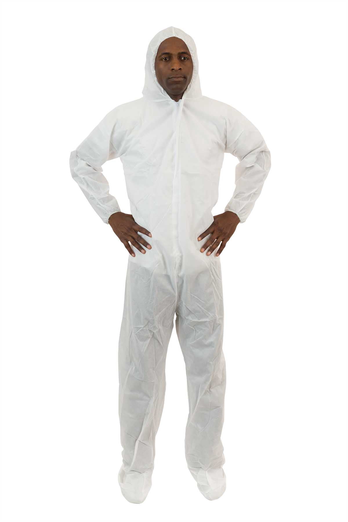 White SMS Coverall with Attached Hood & Boot - Walmart.com