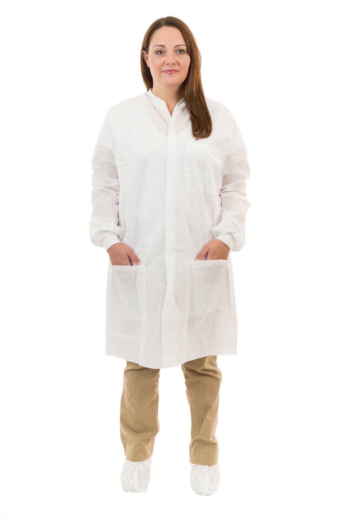White SMS Lab Coat with 3 Pockets, Knit Wrist - Walmart.com