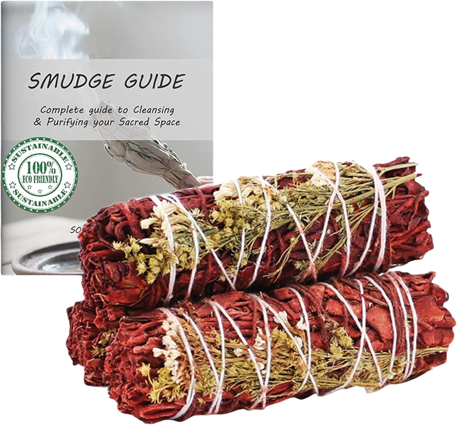 White Sage and Dragon's Blood Smudge Sticks 3-Pack with Guide | Natural ...